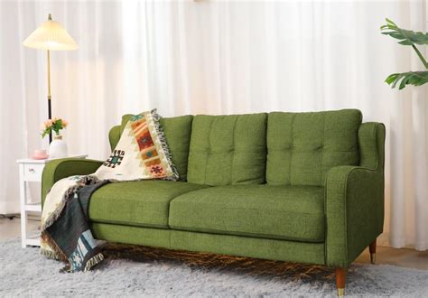717 Inch Green Teddy Fleece Sofa Bed With Two Throw Pillows Modern