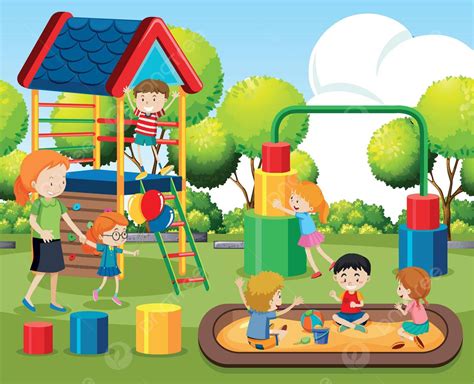 Hình ảnh Trẻ Em Chơi Trên Sân Chơi Cô Gái Trẻ Chơi Vectơ Png Con Gái