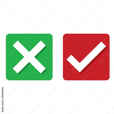 Set Of Red X And Green Check Mark Icons Cross And Tick Symbols Tick