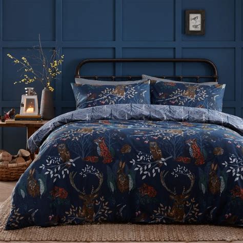 Furn Forest Fauna Navy Duvet Cover And Pillowcase Set Dunelm