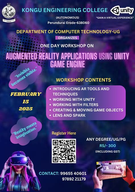 one day workshop on augmented reality applications using unity game