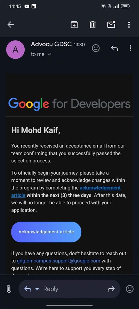 Mohd Kaif On Linkedin I Saw This Email Just Today Its Like A Suprise To Me That Im Selected