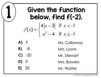 Piecewise Functions With Nonlinear Functions Math Lib Activity
