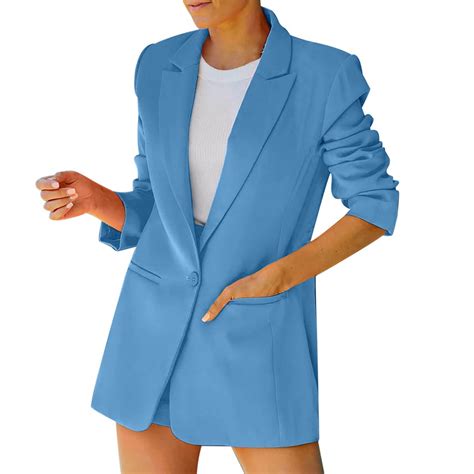 Taiaojing Womens Casual Button Blazer Open Front Fashion Long Sleeve