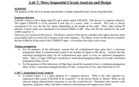 Lab 7 More Sequential Circuit Analysis And Design