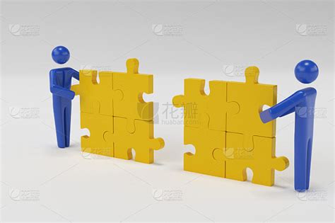 3d人，小人插入拼图的最后一部分。三维渲染