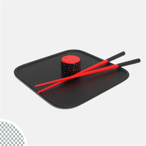 Rollo De Sushi Y Palillos 3d Renderizado Realista Ilustración Aislada