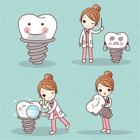 Woman Dentist With Tooth Implant — Stock Vector © Etoileark 141781802