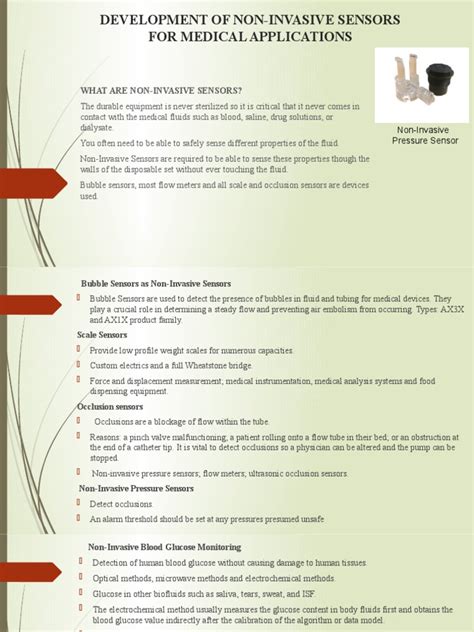 Development Of Non Invasive Sensors For Medical Applications Pdf Biosensor Sensor