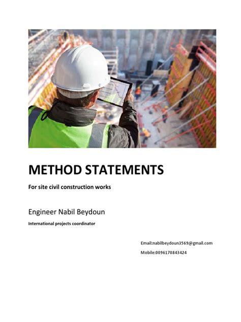 Method Statement For Site Civil Construction Works Nab Pdf