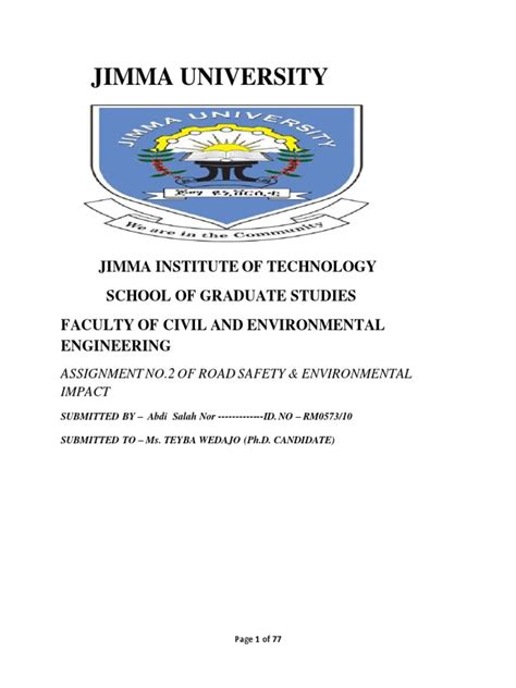 Assignment No2 Abdi Salah Pdf Road Traffic Safety Traffic Collision