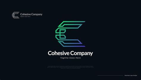 비즈니스 기술 및 커뮤니케이션 브랜드 로고에 적합한 파란색 및 녹색 그라디언트가 있는 선 스타일 초기 C 로고의 현대적이고