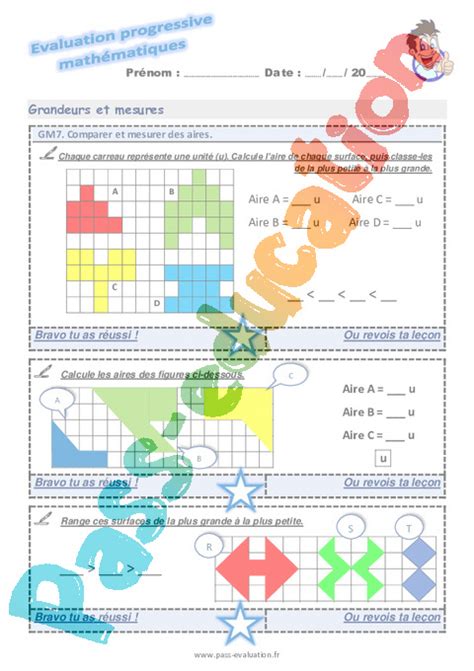 Evaluation progressive par compétences Grandeurs et Mesures CM1 pdf