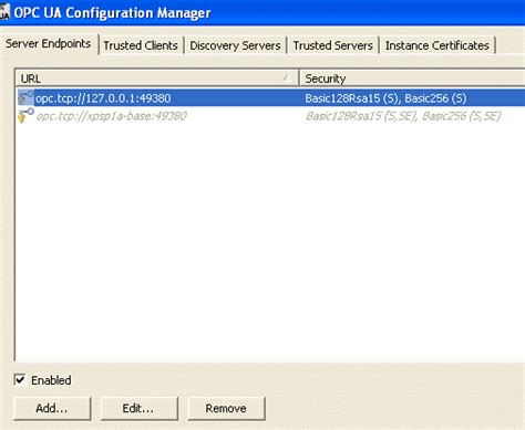 top server opc ua configuration manager