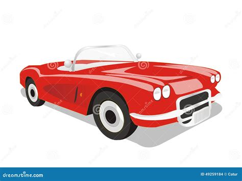 Coche Rojo Convertible Clásico Del Vector Ilustración del Vector