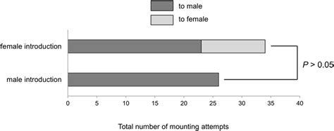 the total number of mounting attempts by males to each introduced sex