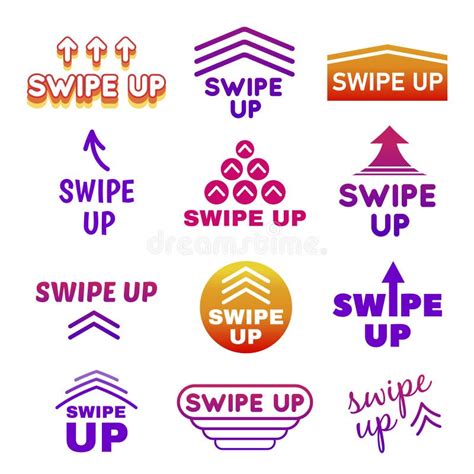 Collection Of Swipe Up Buttons With Arrows Vector Flat Illustration Web