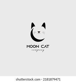 Moon Cat Logo Vector Illustration Design Stock Vector Royalty Free