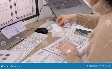 Ux Design Mobile App And Woman Hands Planning User Screen For Software