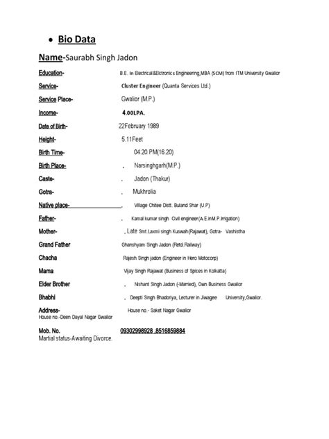 Document 1 Bio Data Saurabh Pdf