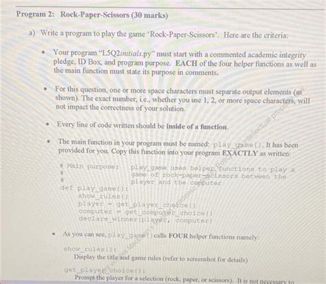 Solved Program Rock Paper Scissors Marks A Write A Chegg
