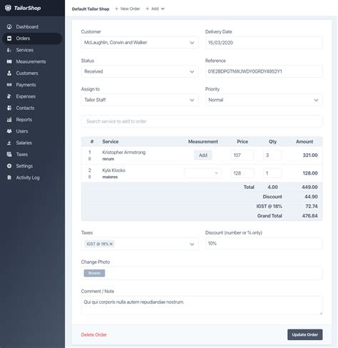 Tailor Shop Management System TSMS By Tecdiary CodeCanyon