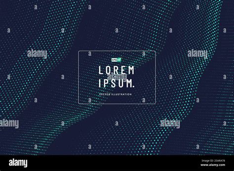 Abstract Green Waving Particle Pattern Futuristic Technology Background Design Template For