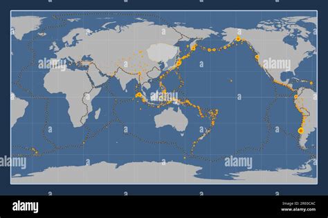 Amur Tectonic Plate On The Solid Contour Map In The Patterson Cylindrical Projection Centered