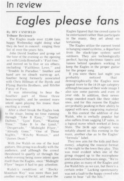 Eagles Hilton Coliseum Ames Iowa November 10th 1976 Randy