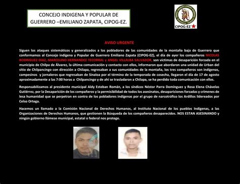 Exigen aparición con vida de tres integrantes del CIPOG EZ