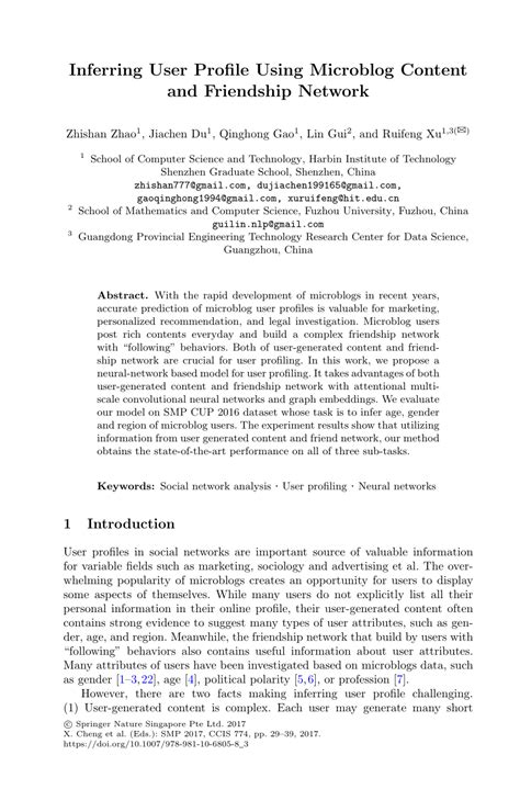 pdf inferring user profile using microblog content and friendship network
