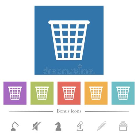 Single Empty Wide Trash Solid Flat Round Icons Stock Vector