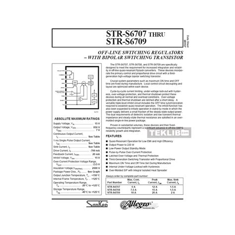 Datasheet str-s5707 pdf ( даташит ) - allegro