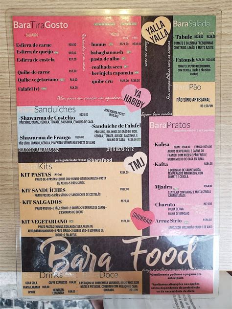 Menu Em Bara Food Culin Ria Arabe Belo Horizonte