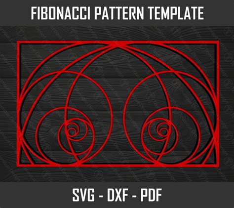 Fibonacci Sequence Vector Design Golden Ratio Pattern Laser Cut Dxf Wall Decor Design Svg