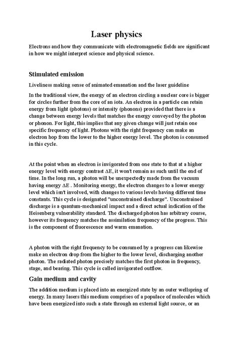 Laser Physics Ifah Laser Physics Electrons And How They Communicate With Electromagnetic