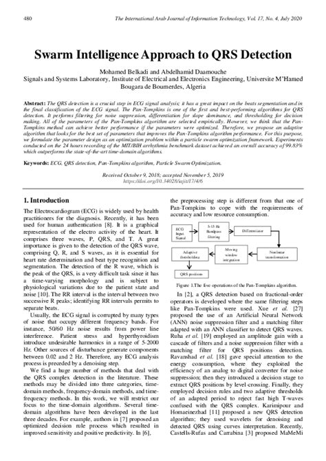 Pdf Swarm Intelligence Approach To Qrs Detection