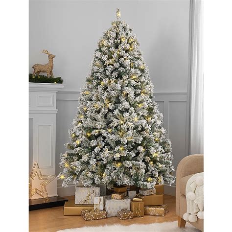 Green And White Snowy Pre Lit Christmas Tree 7ft Christmas George At Asda