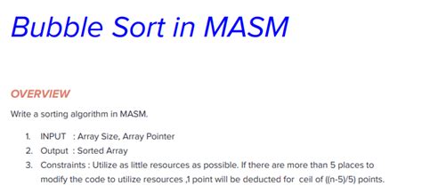 Solved Bubble Sortin MASM OVERVIEW Write A Sorting Algorithm Chegg