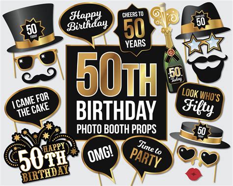 Birthday Photo Booth Props 50th Today Party Props Printable Pdf