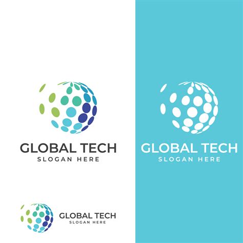 Modern Digital Tech World Logo Global Or Tech Planet And Digital Tech