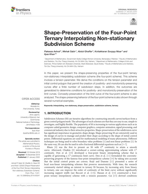 Pdf Shape Preservation Of The Four Point Ternary Interpolating Non