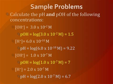 PPT Calculating PH And POH Notes PowerPoint Presentation Free Download ID