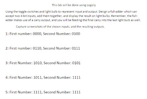 Solved This Lab Will Be Done Using Logicly Using The Toggle