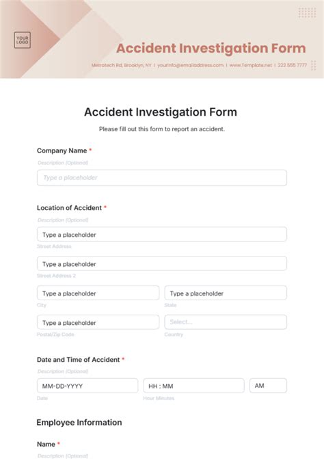 Free Accident Investigation Form Template To Edit Online
