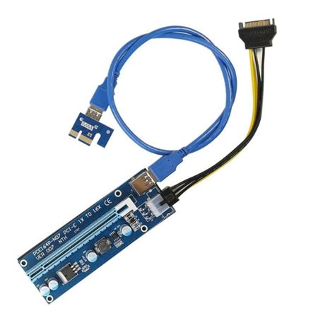 6 Pack PCI E Riser 6 PIN 1x To X16 Powered Riser Adapter Card W 60cm USB 3 0 Extension Cable