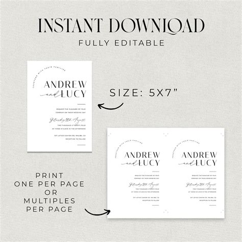 Wedding Invitation Qr Code Rsvp Minimalist Wedding Invite Etsy