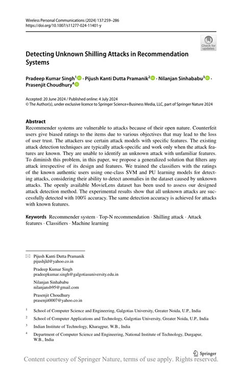 detecting unknown shilling attacks in recommendation systems request pdf