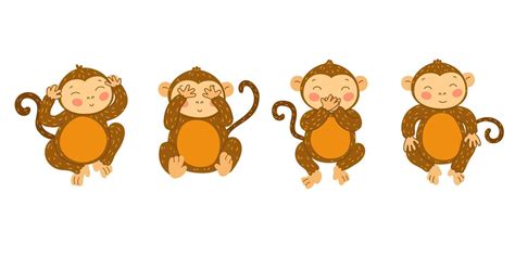 Three Wise Monkeys Vector Art Icons And Graphics For Free Download