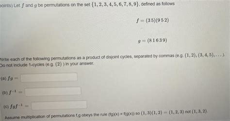 points) Let f and g be permutations on the set | Chegg.com